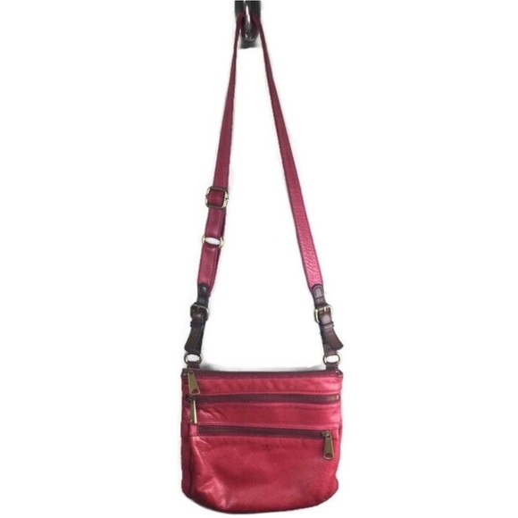 Fossil | Bags | Fossil Explorer Red Leather Zip Top Adjustable ...
